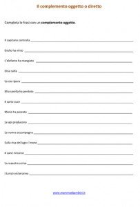 Esercizio sul complemento oggetto - Mamma e Bambini
