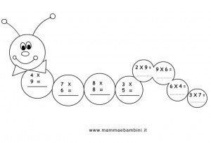 Tabelline con disegno da colorare - Mamma e Bambini