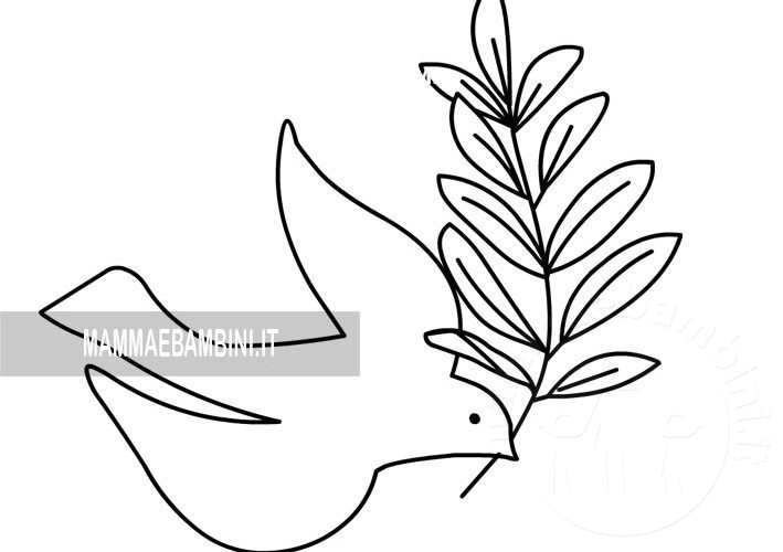 Disegno colomba con ramo ulivo - Mamma e Bambini