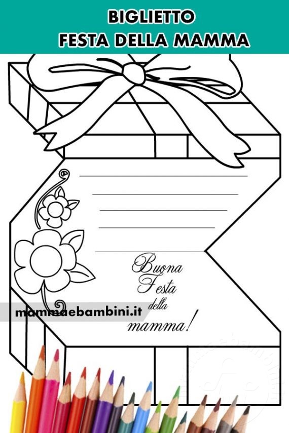 Biglietto da stampare per festa della mamma - Mamma e Bambini