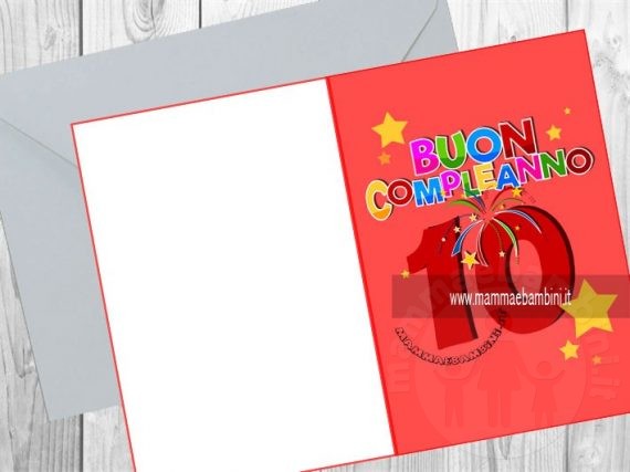 Biglietto festa compleanno 10 anni - Mamma e Bambini