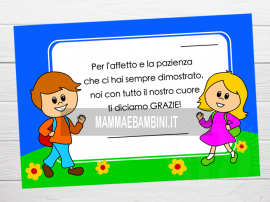 Biglietto per dire GRAZIE alla maestra - Mamma e Bambini