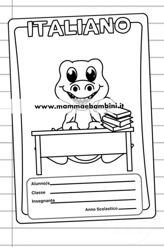 Italiano copertina con dinosauro da colorare - Mamma e Bambini