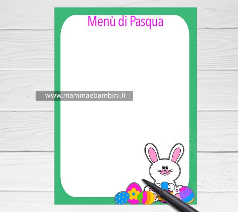 Foglio per scrivere menu' di Pasqua - Mamma e Bambini
