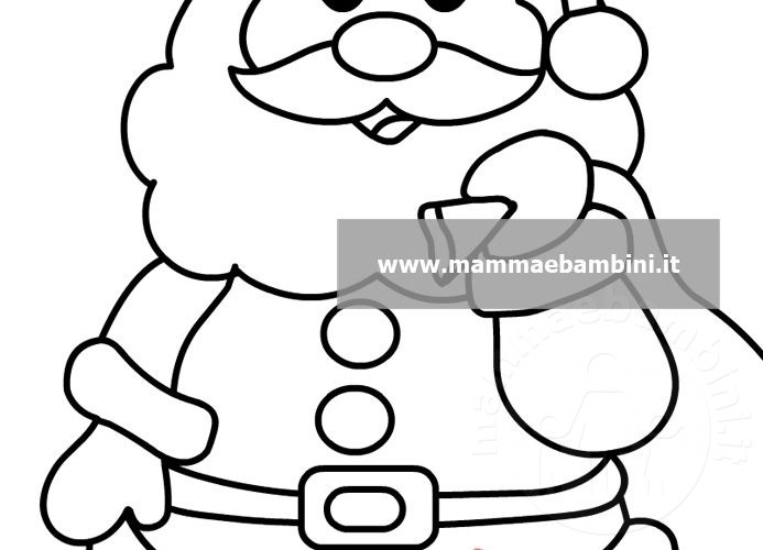 Disegno da colorare Babbo Natale con sacco regali - Mamma e Bambini