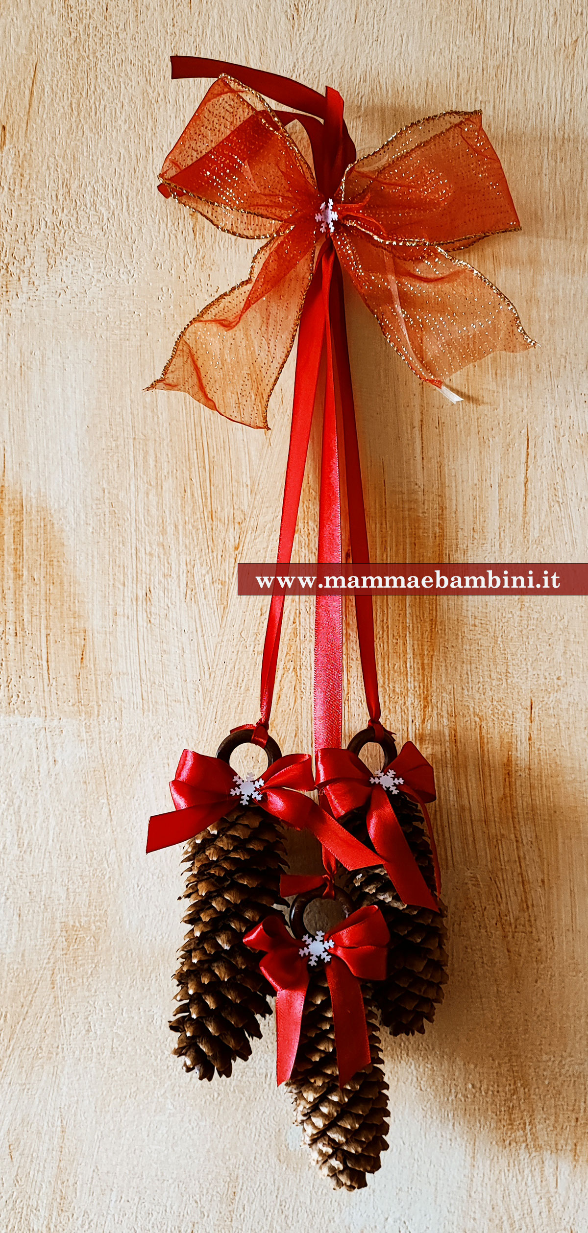 Decorazioni da appendere con pigne per Natale - Mamma e Bambini