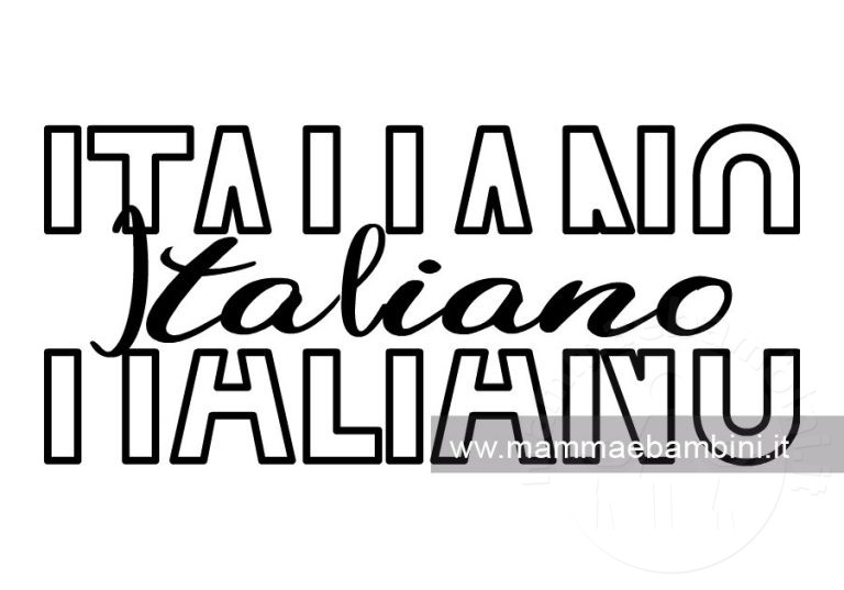 Scritta italiano da colorare - Mamma e Bambini