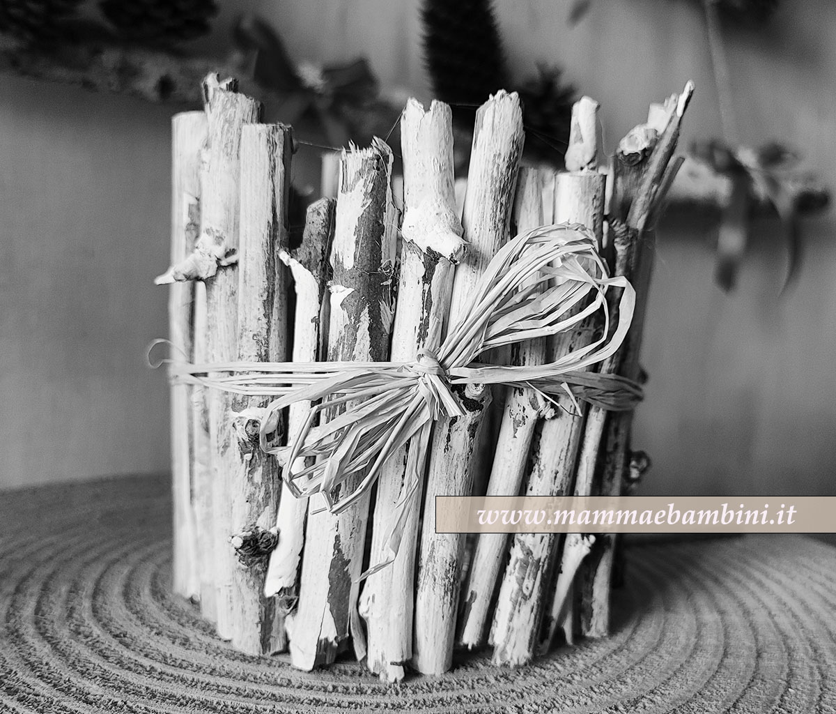 Portacandela rustico con rami secchi - Mamma e Bambini