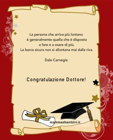 Biglietto congratulazioni laurea con frase - Mamma e Bambini