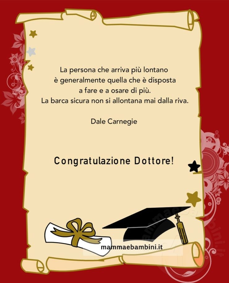 Biglietto congratulazioni laurea con frase - Mamma e Bambini