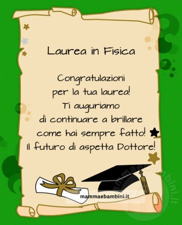 Biglietto congratulazioni laurea in scienze biologiche e fisica. - Mamma e Bambini