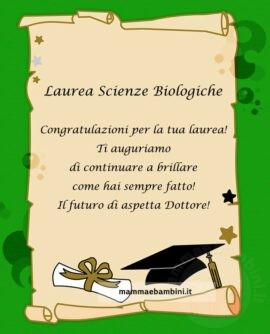 Biglietto congratulazioni laurea in scienze biologiche e fisica. - Mamma e Bambini