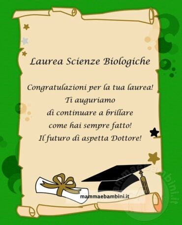 Biglietto congratulazioni laurea in scienze biologiche e fisica. - Mamma e Bambini